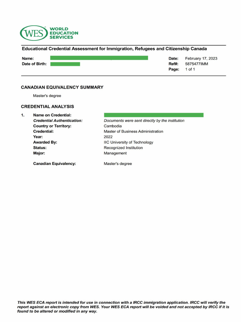 WES Evaluation | PDF