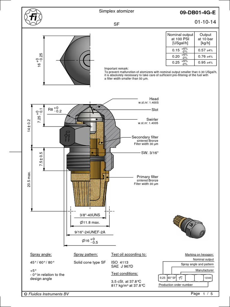 09 DB01 4G E - Simplex Atomizer SF | PDF | Gases | Fluid Mechanics