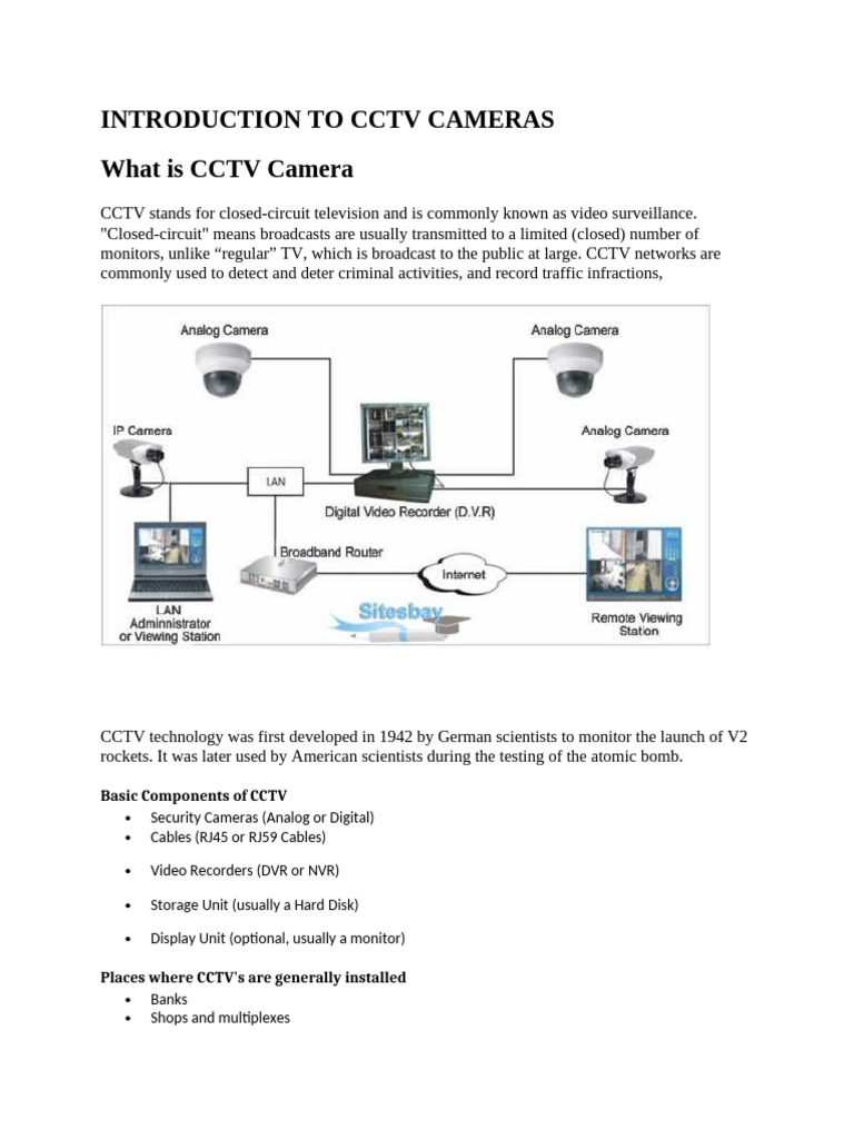 Introduction To CCTV Cameras | PDF | Closed Circuit Television ...