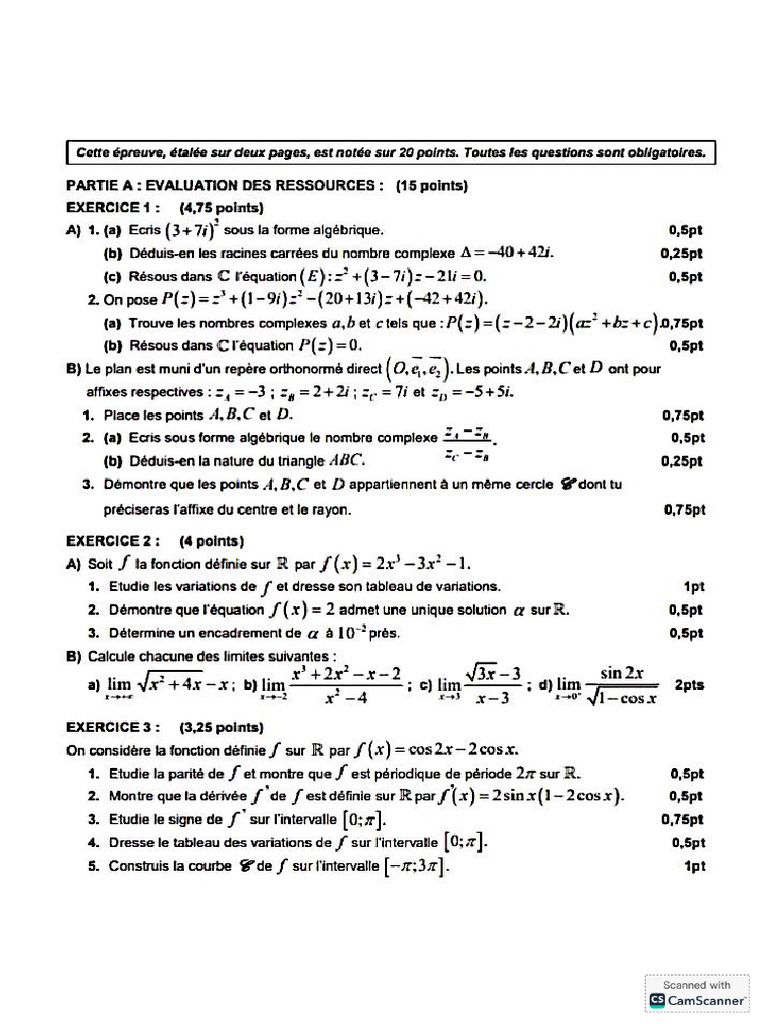 Épreuves Maths | PDF