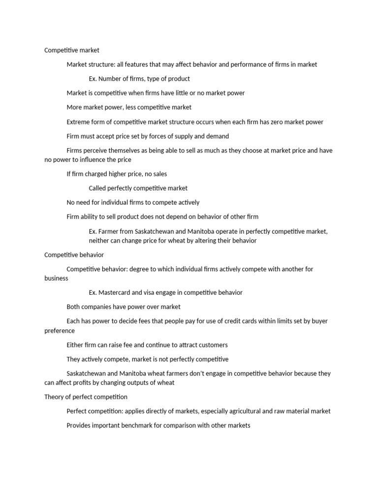 Competitive Market | PDF | Perfect Competition | Market Power