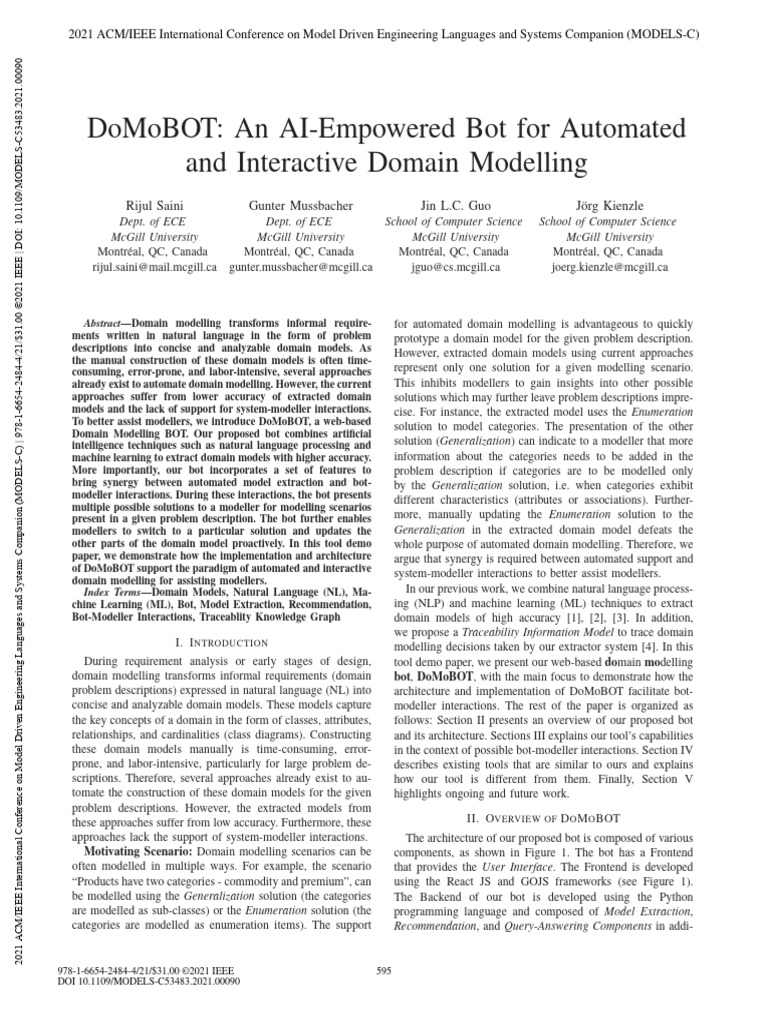 DoMoBOT: AI for Interactive Domain Modelling | PDF | Metadata | Artificial Intelligence