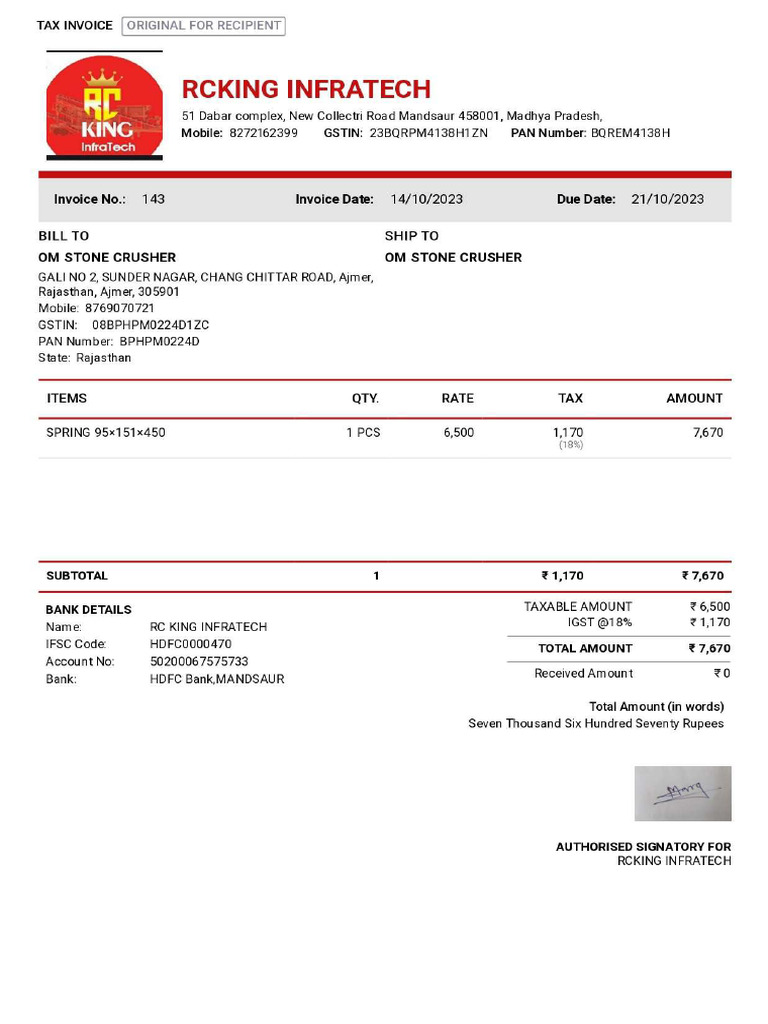 143-Sales - invoice-OM STONE CRUSHER - Page-0001 | PDF