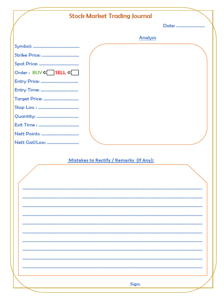 Stock Market Trading Journal Template | PDF | Computers
