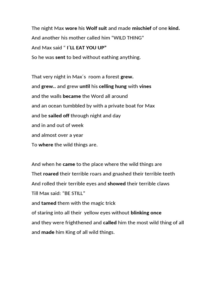 Where the Wild Things Are: A Summary | PDF