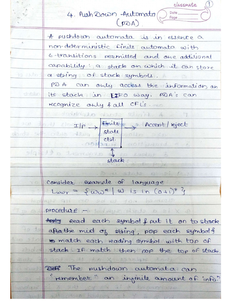 Toc Notes On Pda | PDF