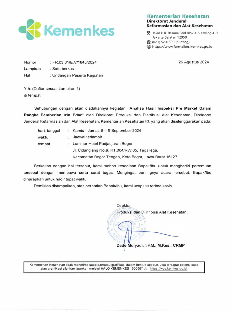 Undangan Stakeholder Asosiasi Dan Produsen Alkes | PDF