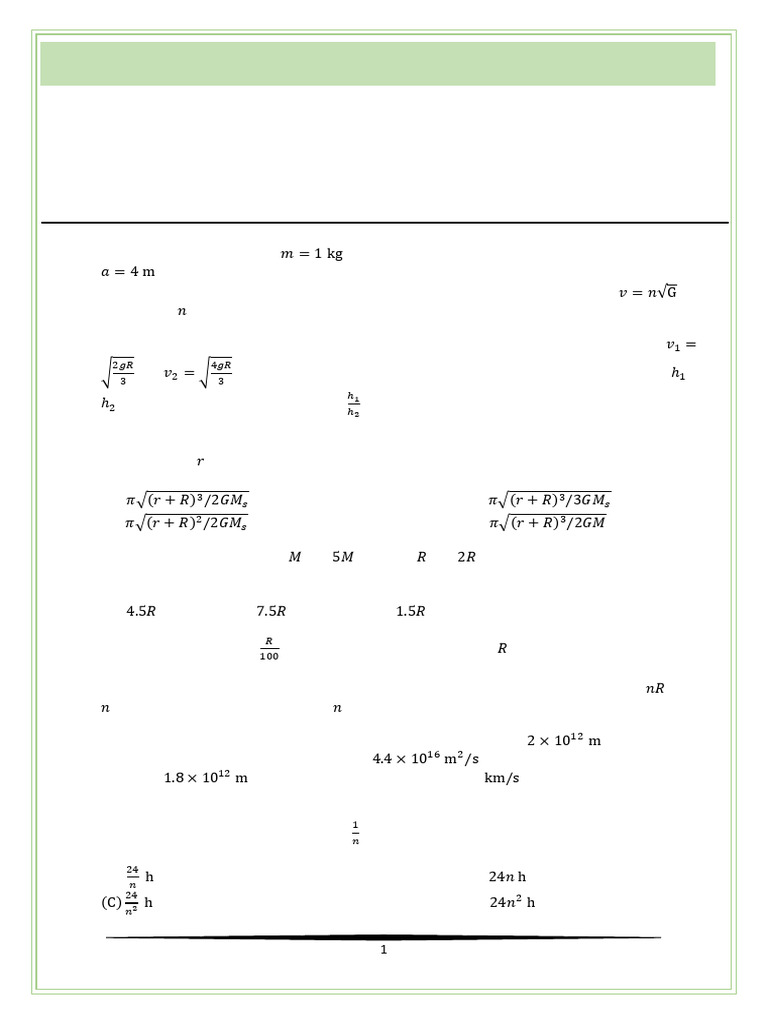 C25 PHYSICS Practice Sheet - Gravitation | PDF | Orbit | Mass