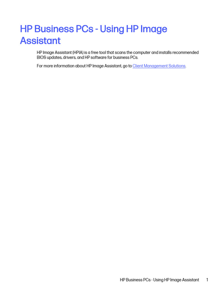 HP Business PCs - Using HP Image Assistant | PDF | Installation ...