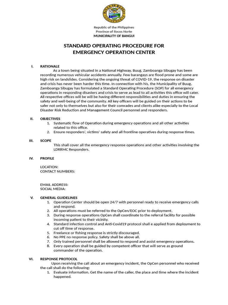 Sop On Rescue Operations | PDF | Emergency | Safety