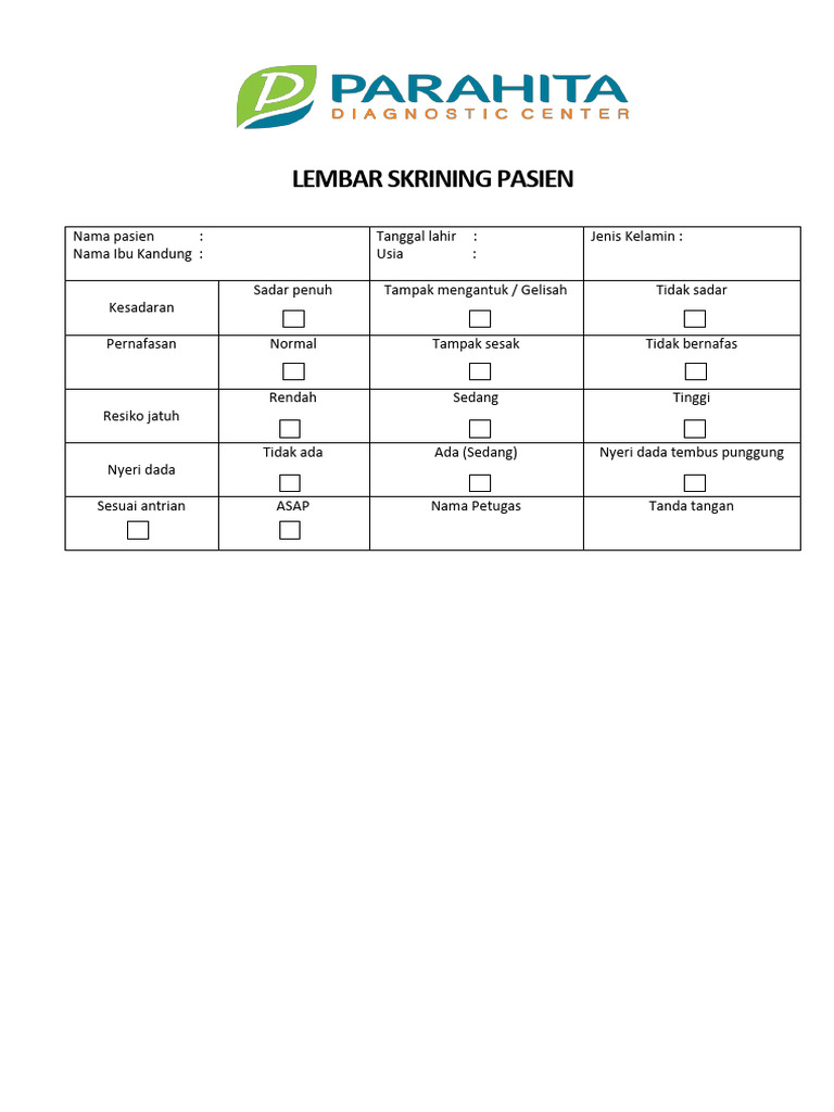 Skrining Pasien | PDF