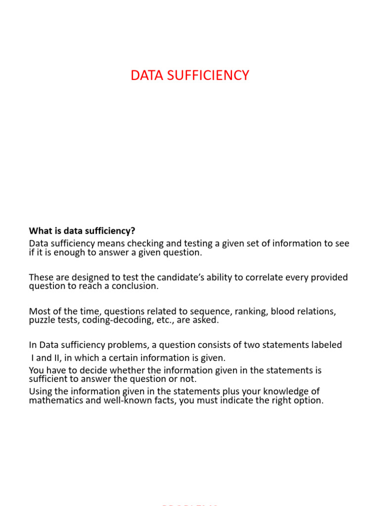 Data Sufficiency | PDF | Weight