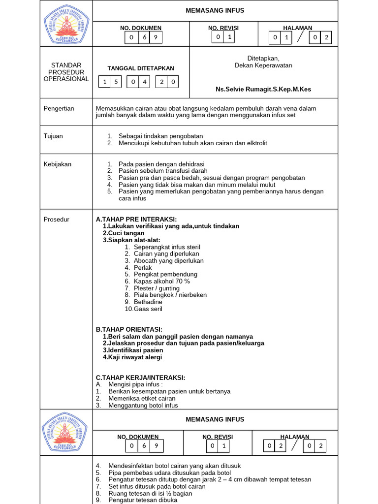 Panduan Memasang Infus Medis | PDF