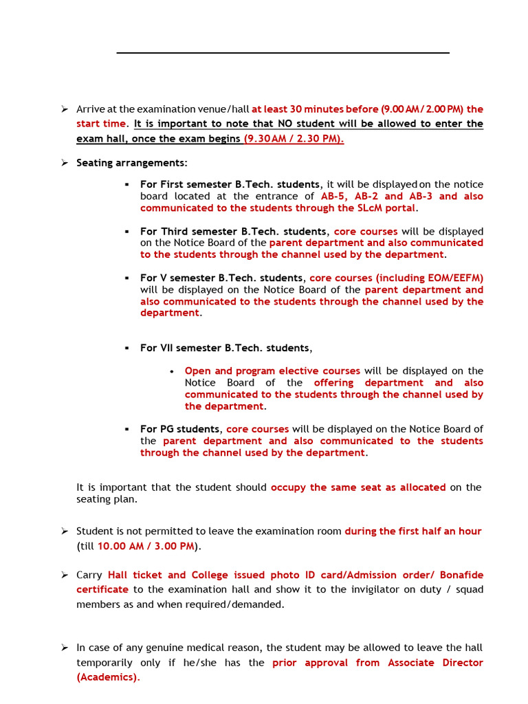 Exam Instructions For Students - Nov-Dec 2024-Final | PDF