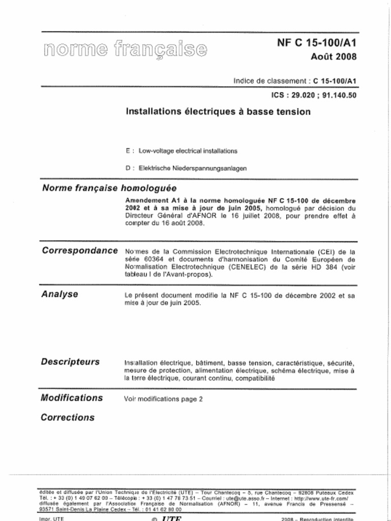 NF C15-100-A1 | PDF