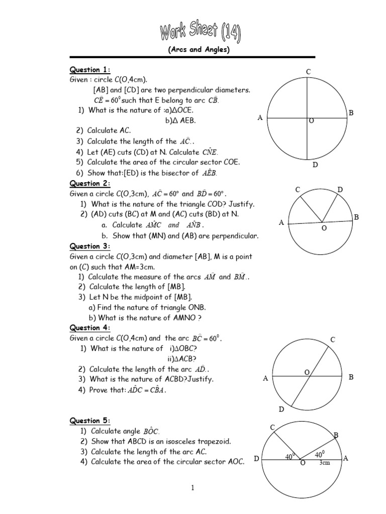 Arcs and Angles _14_ | PDF | Perpendicular | Elementary Geometry