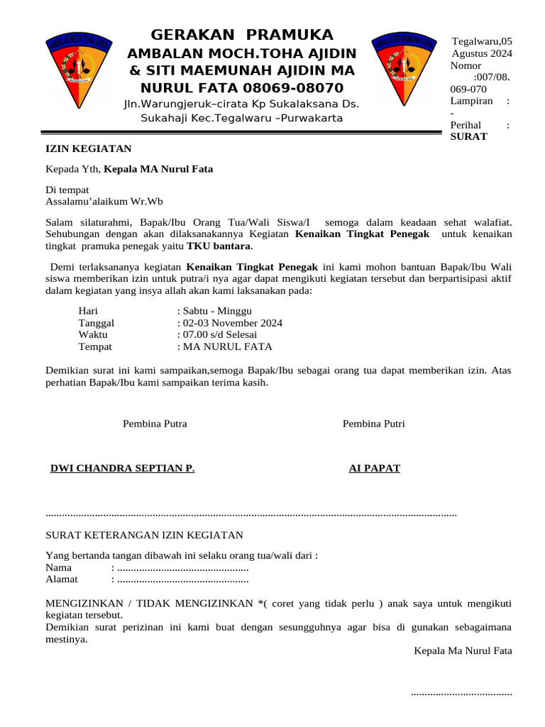 Surat Izin Kegiatan | PDF