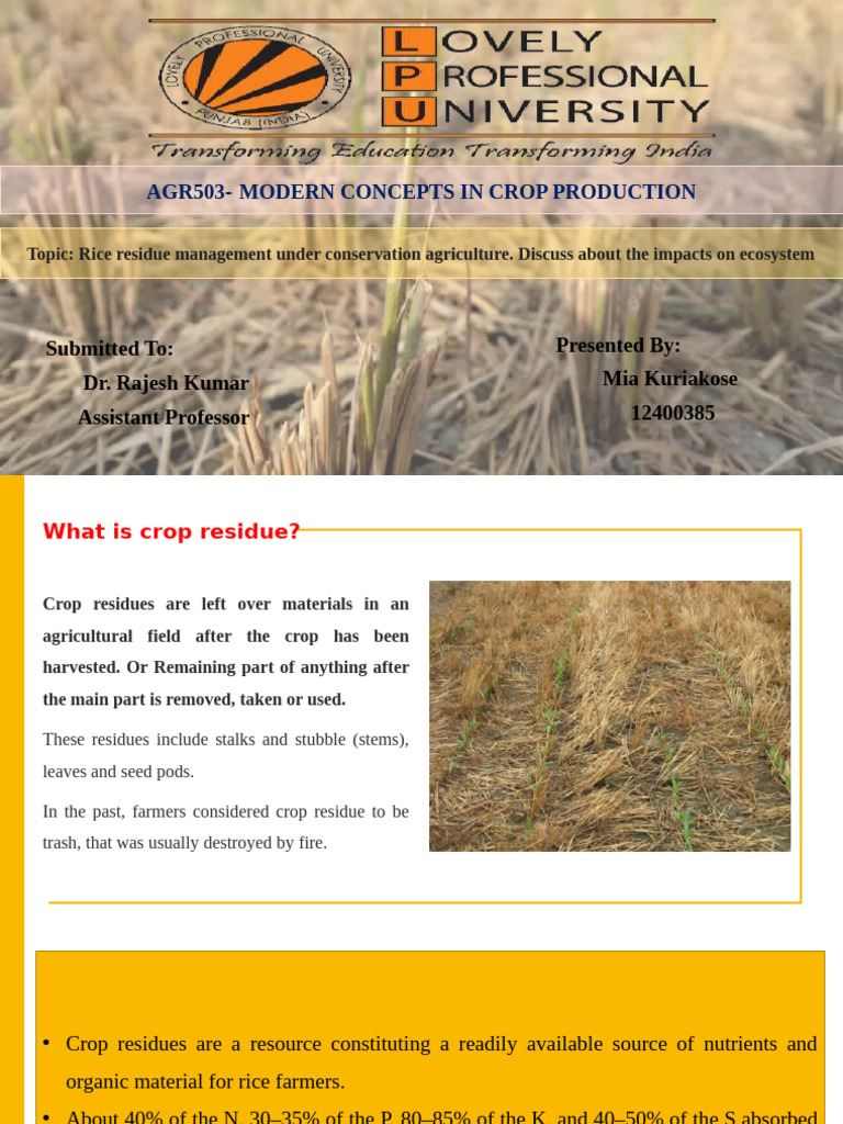 Crop Residues Management | PDF | Soil | Agriculture