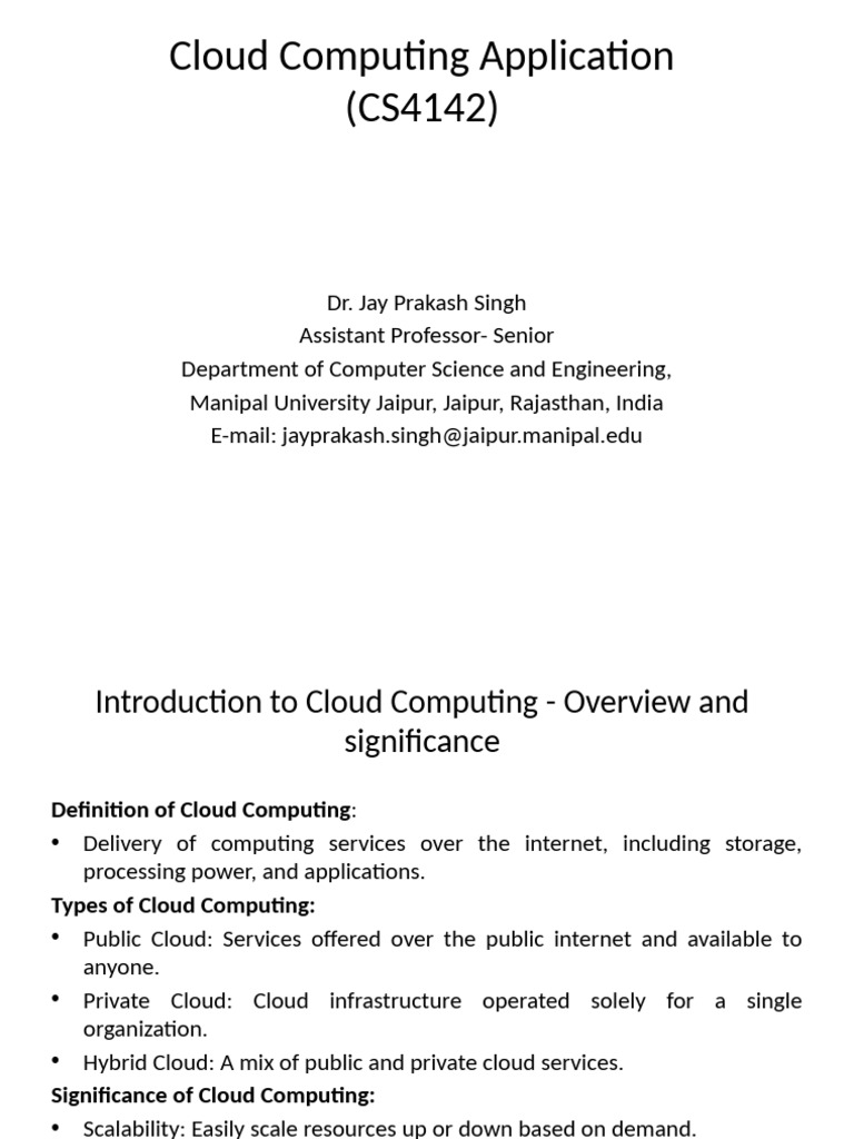 Cloud Computing Lecture Slides | PDF | Cloud Computing | Software As A Service