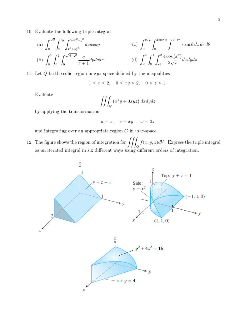 Triple Integral(2023-24) | PDF | Integral | Mathematical Objects