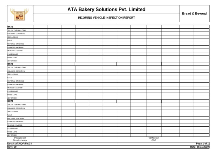 Incoming Vehicle Inspection Report Updated | PDF