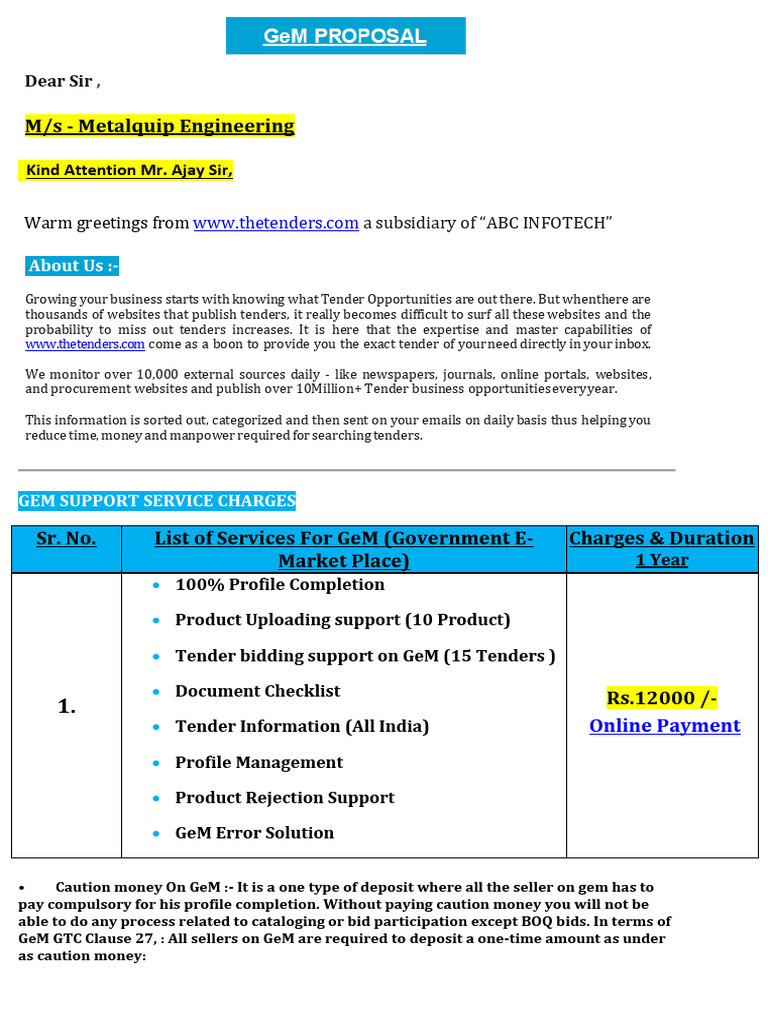 Metalquip Engineering - GeM Proposal | PDF | Banks | Cheque