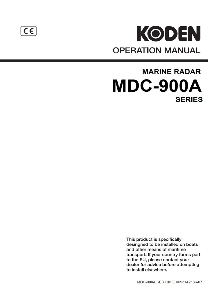 MDC-900A - OME - Rev07 歐規版 | PDF | Computer Monitor | Radar
