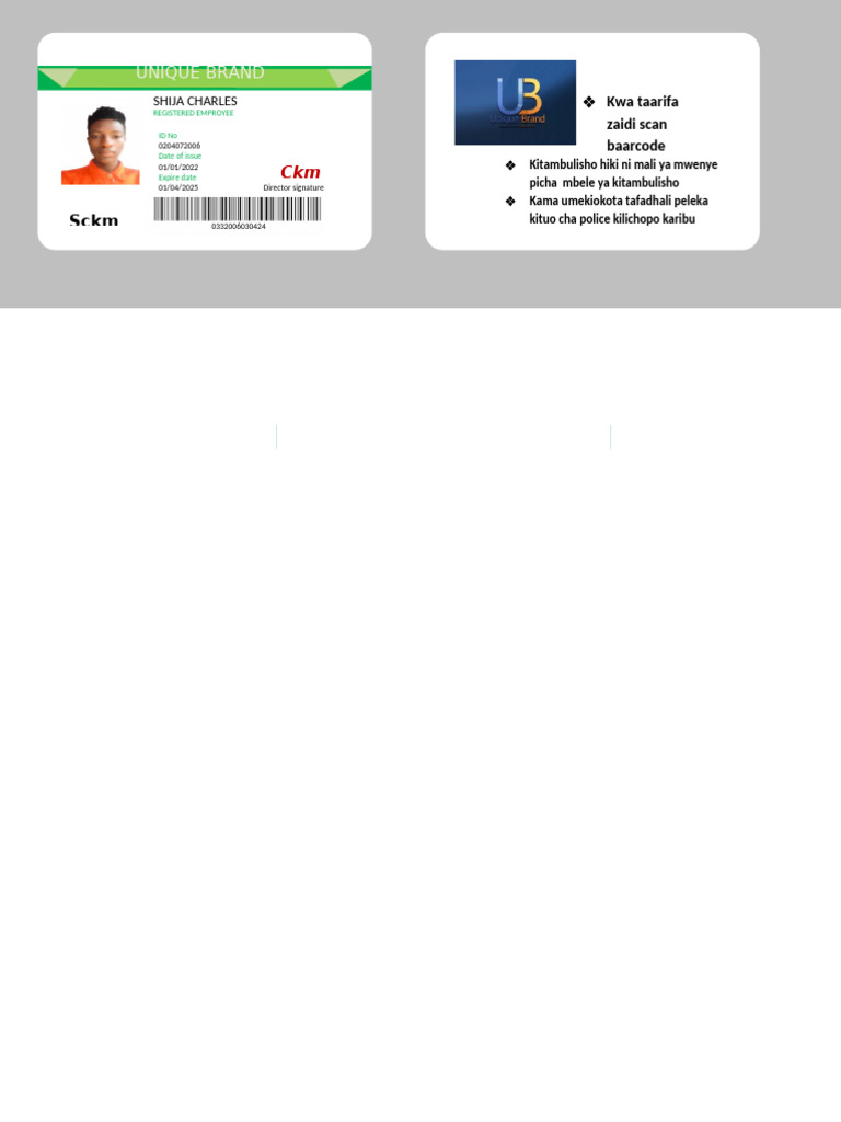 Identification Card Sample | PDF