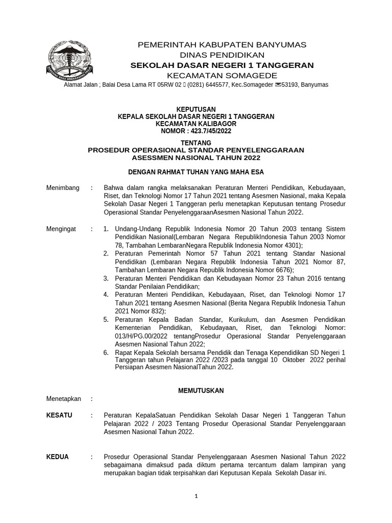 Pos Anbk 2021 SDN 1 Tanggeran | PDF