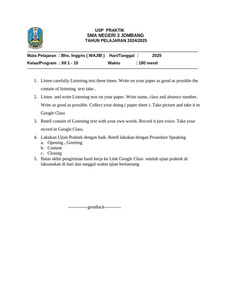 SOAL UPRAK B.ING (WAJIB) - XII IPA & Ips | PDF | Language Arts & Discipline