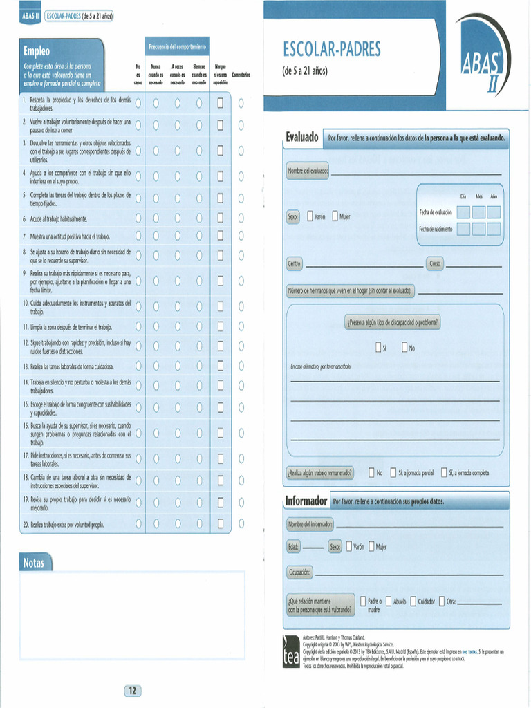 Abas Ii Escolar Padres 5 - 21 | PDF