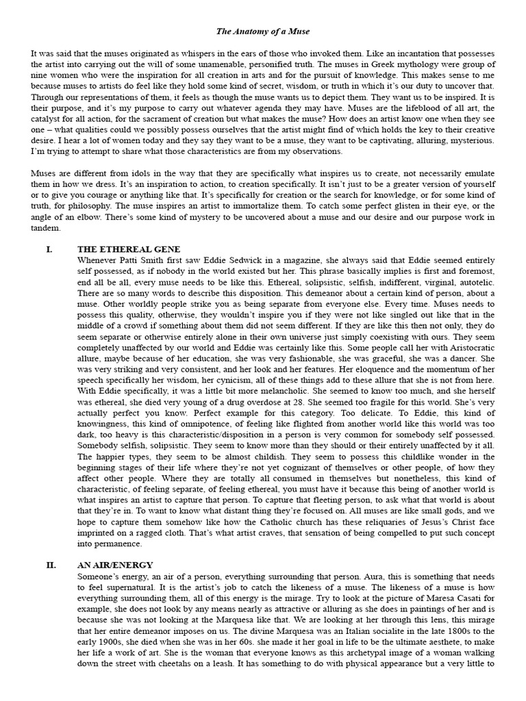 The Anatomy of A Muse | PDF | Beauty | Hedonism