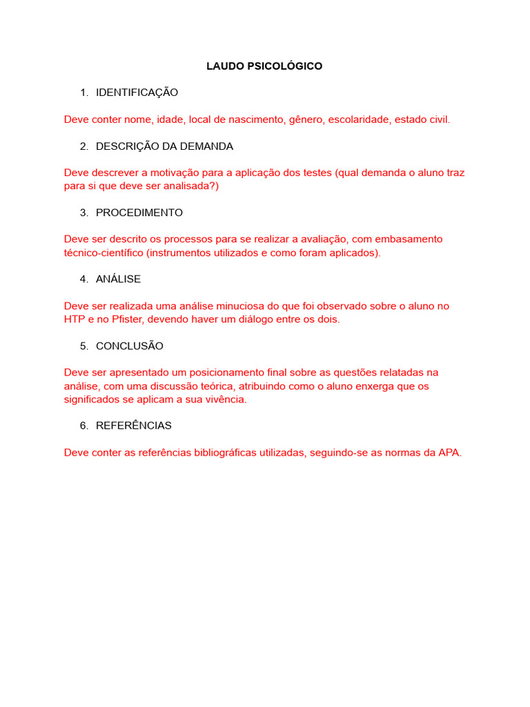 Modelo Laudo Psicológico | PDF