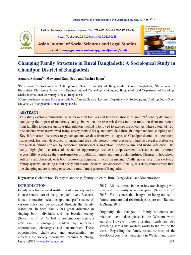 Rural Bangladesh Family Shifts | PDF | Family | Sociology