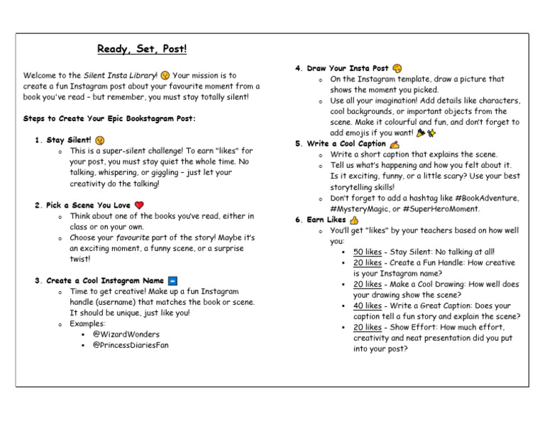Ready, Set, Post Library Activity | PDF | Home & Garden | Self-Improvement