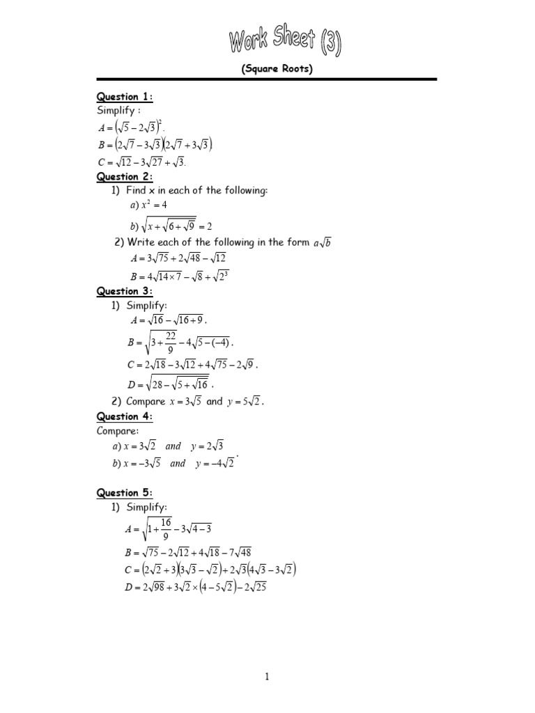 Square Roots - 3 | PDF