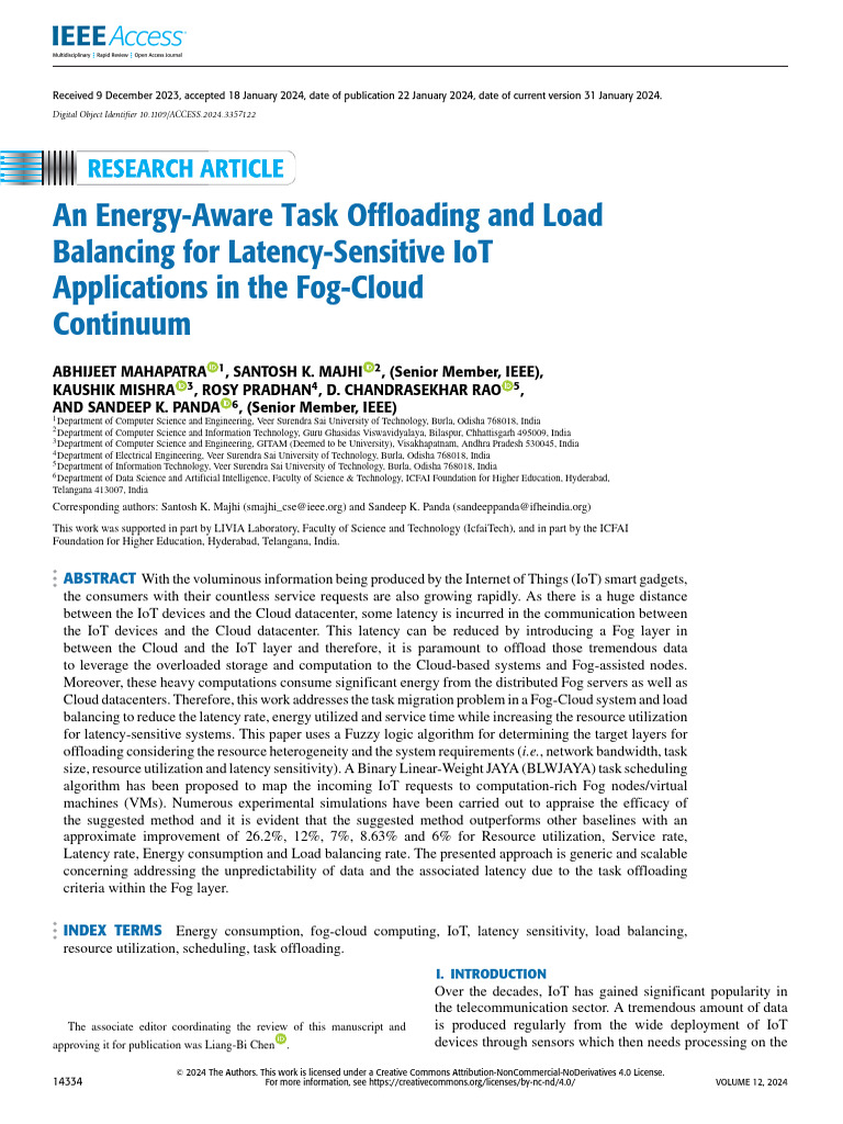 An Energy-Aware Task Offloading and Load Balancing For Latency-Sensitive IoT Applications in The ...