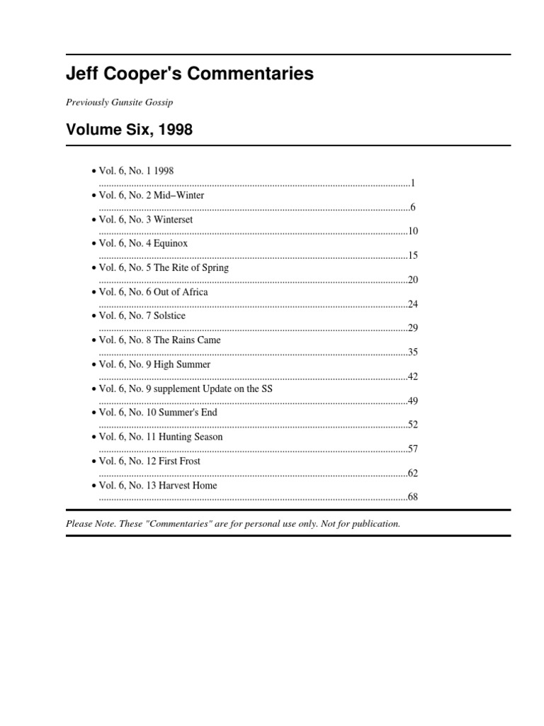 Jeff Coopers Commentaries Volume 6-1998 | PDF