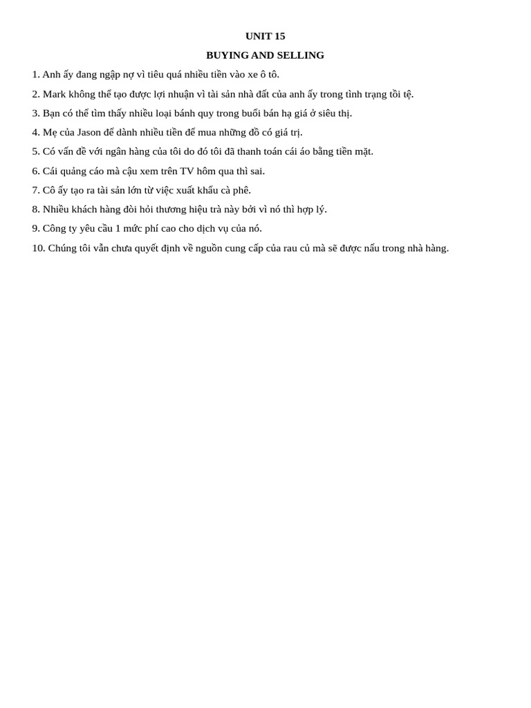 Translate Sentences Into English 15 | PDF