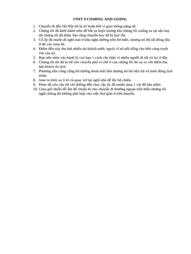 Translate Sentences Into English 9 | PDF