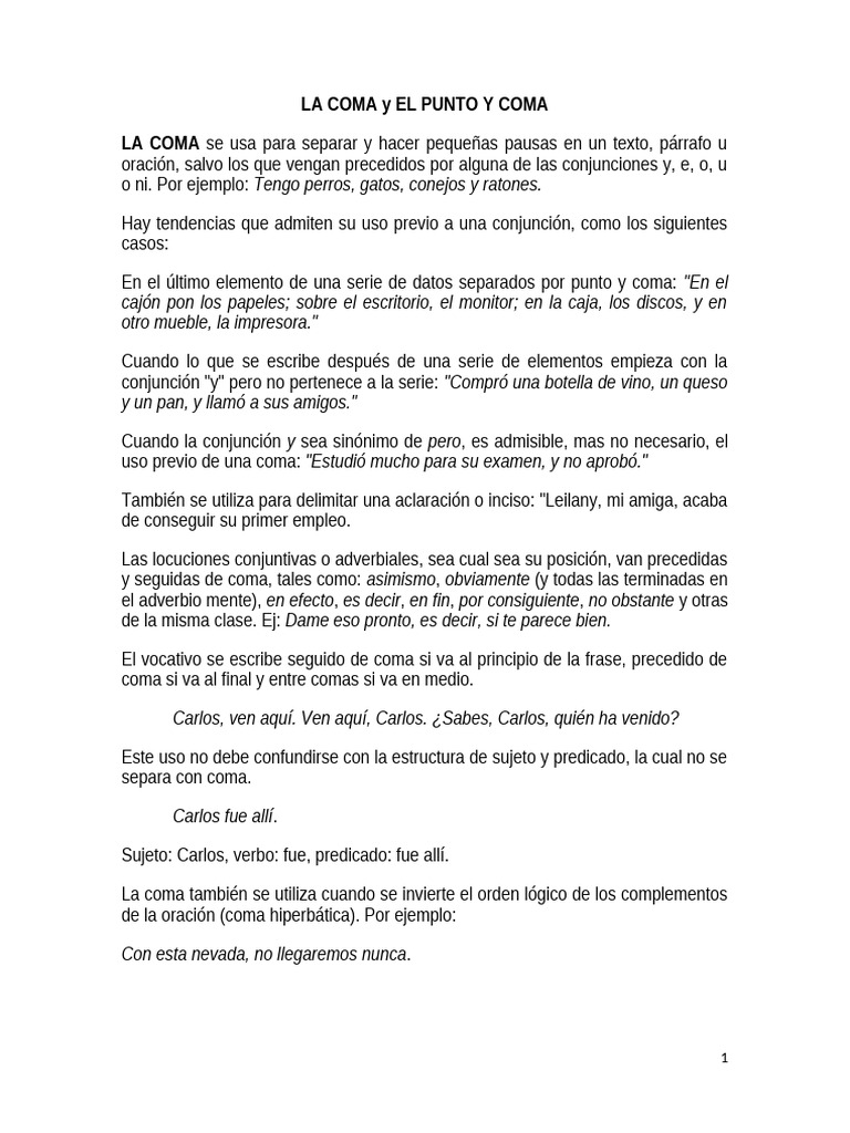 Uso de la coma en textos cortos | PDF | Coma | Lingüística