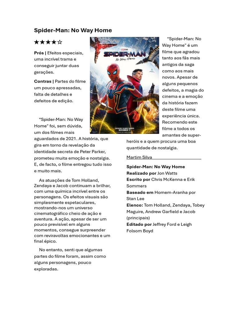 Recensão Critica - Spider-Man | PDF | Homem-Aranha
