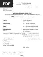 Travelling Allowance Bill Format | PDF