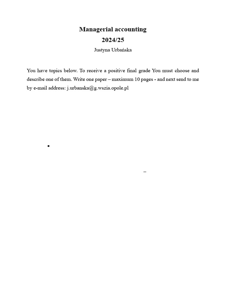 Managerial Accounting Topics | PDF