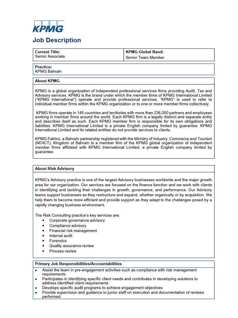 Senior Associate - IT Audit (Risk Advisory) | PDF | Audit | Internal Audit