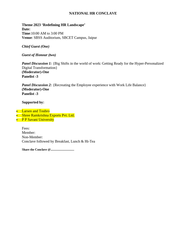 National HR Conclave | PDF