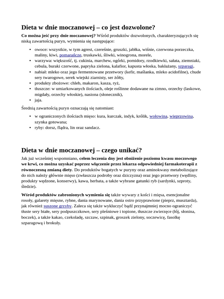 DIETA Dna Moczanowa | PDF