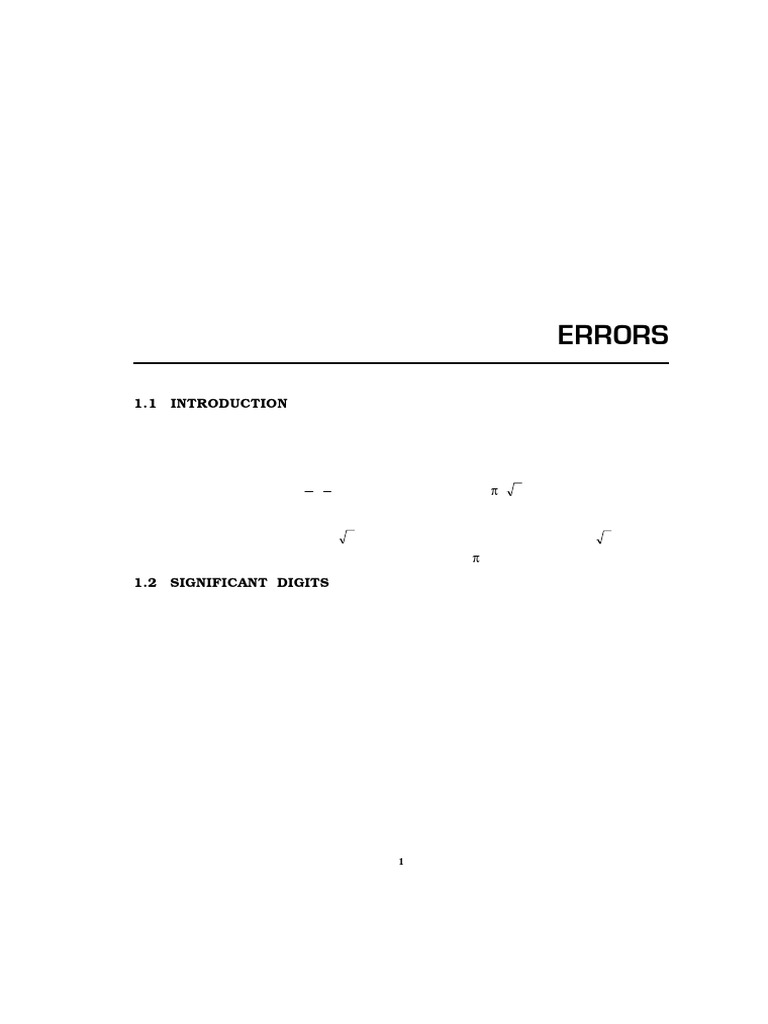 Numerical Analysis - (Chapter 1. Errors) | PDF | Numbers | Significant Figures