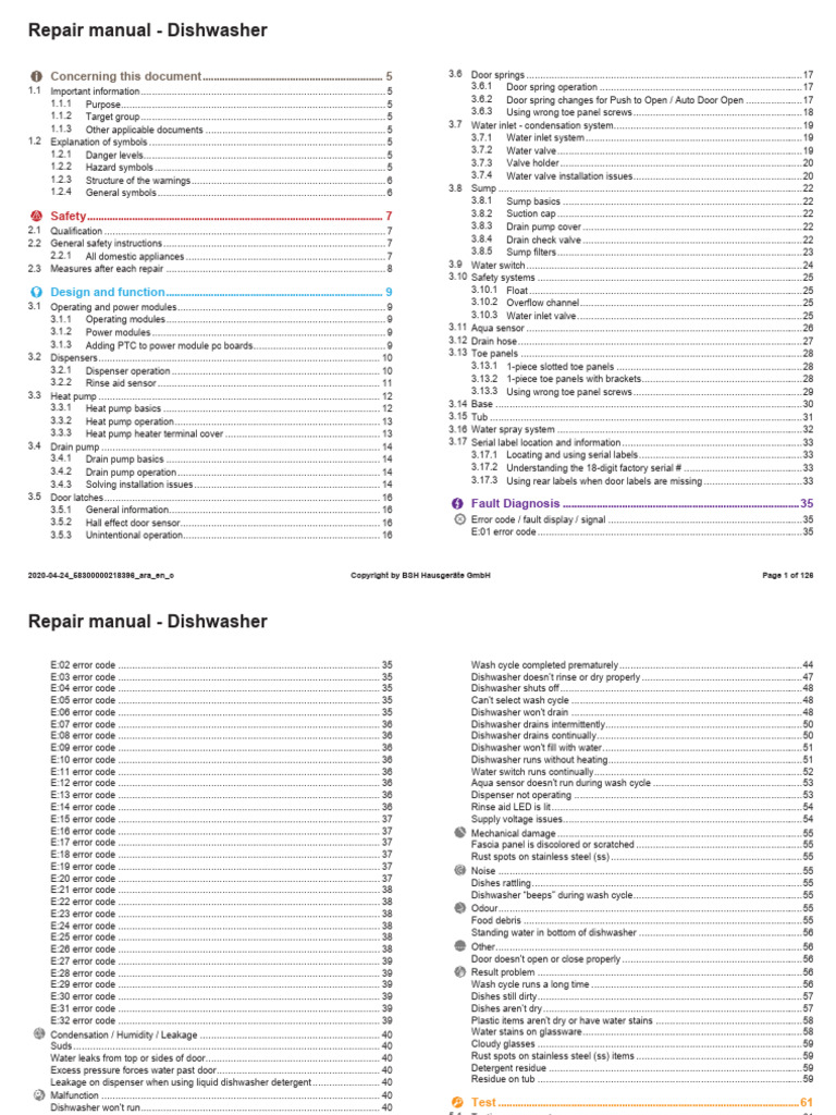 Bosch SHEM63W55N Repair Manual | PDF | Dishwasher | Electrostatic Discharge