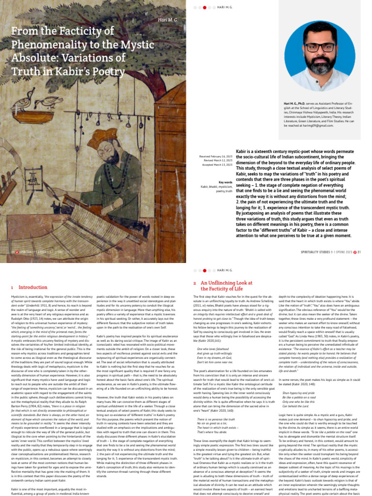 From The Facticity of Phenomenality To The Mystic Absolute | PDF ...